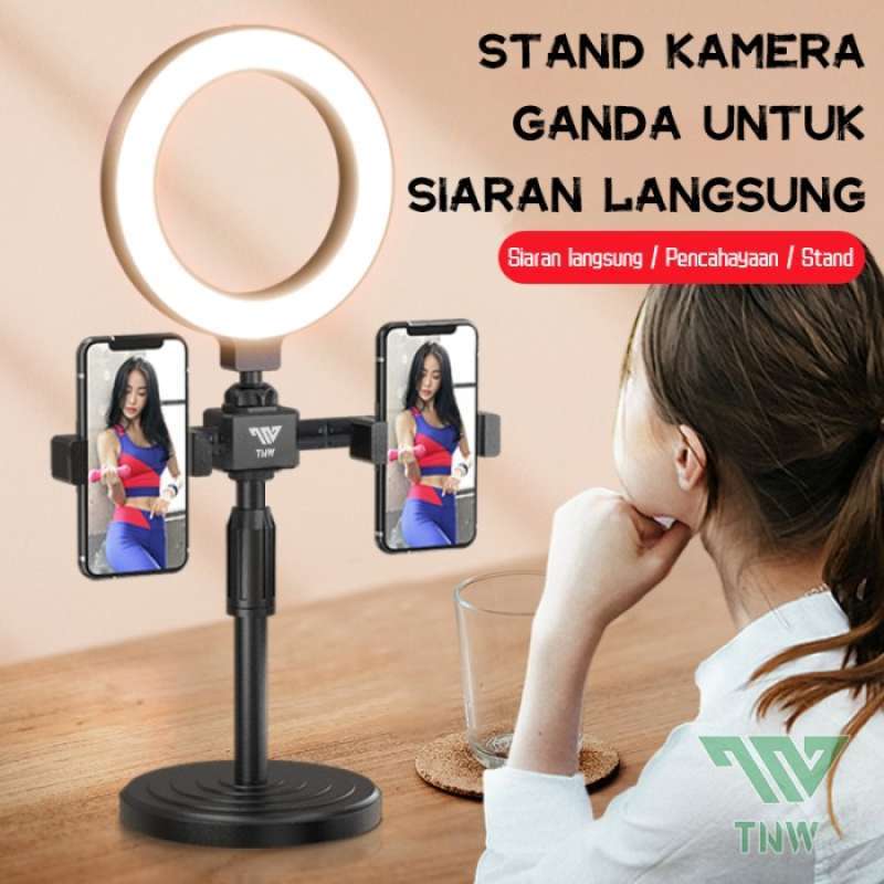 Jual Tnw Ring Light Tripod +2 Holder Hp Stand Hp Vlogger Livestreamer ...