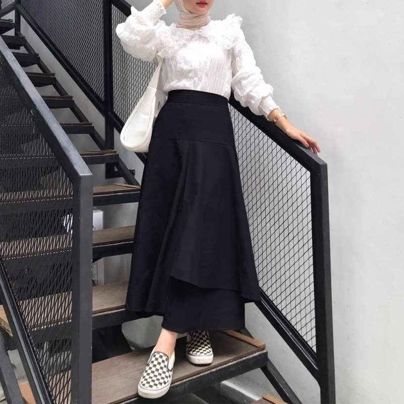 Promo Rok Panjang Monalica Milana Susun Mekar All Size Fit L - Putih L ...