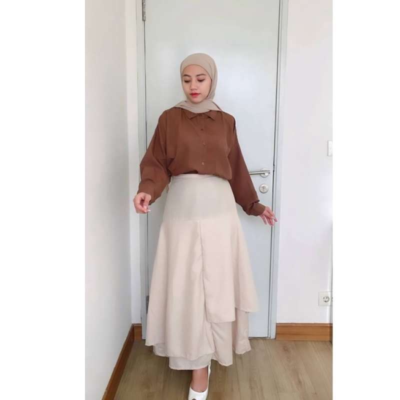 Promo Rok Panjang Monalica Milana Susun Mekar All Size Fit L - Putih L ...