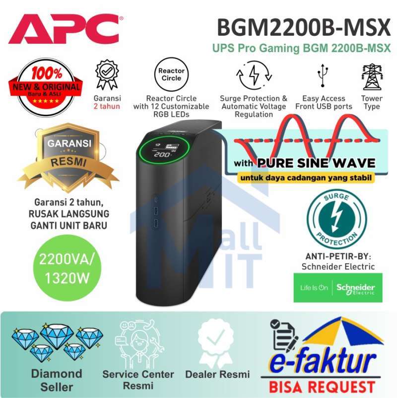 Jual Ups Apc Back-ups Pro Gaming Sinewave Led Rgb Bgm2200-msx ...