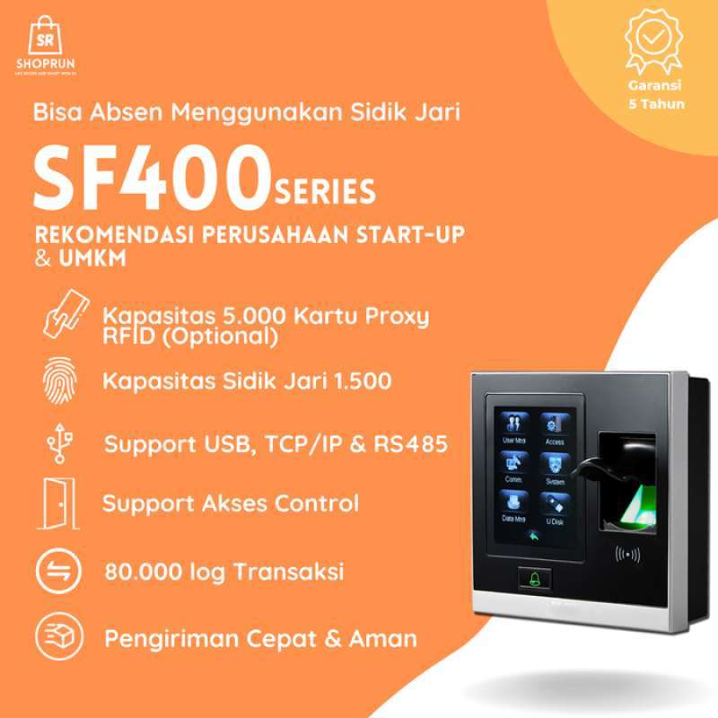Promo Mesin Absen Zkteco Sf400 Sidik Jari Rfid Mifare Card Akses ...