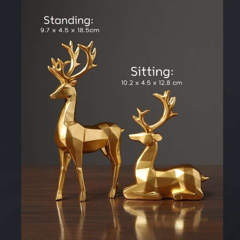 Promo Patung Rusa Emas Set 2 Pcs Pajangan Rusa Set Hiasan Rusa Gold ...