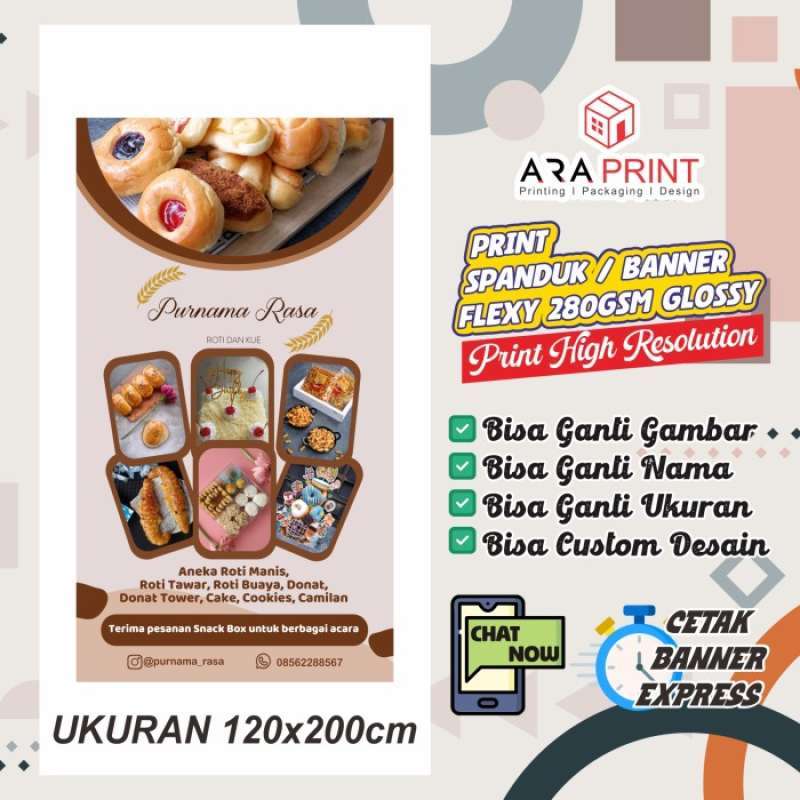 Jual Print Spanduk Toko Kue Dan Roti 120x200cm Bisa Custom Desain Yuk ...