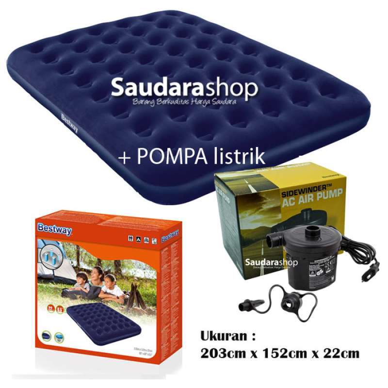 Promo Bestway 67003 Kasur Angin Queen Biru [203cm X 152cm] + Pompa ...