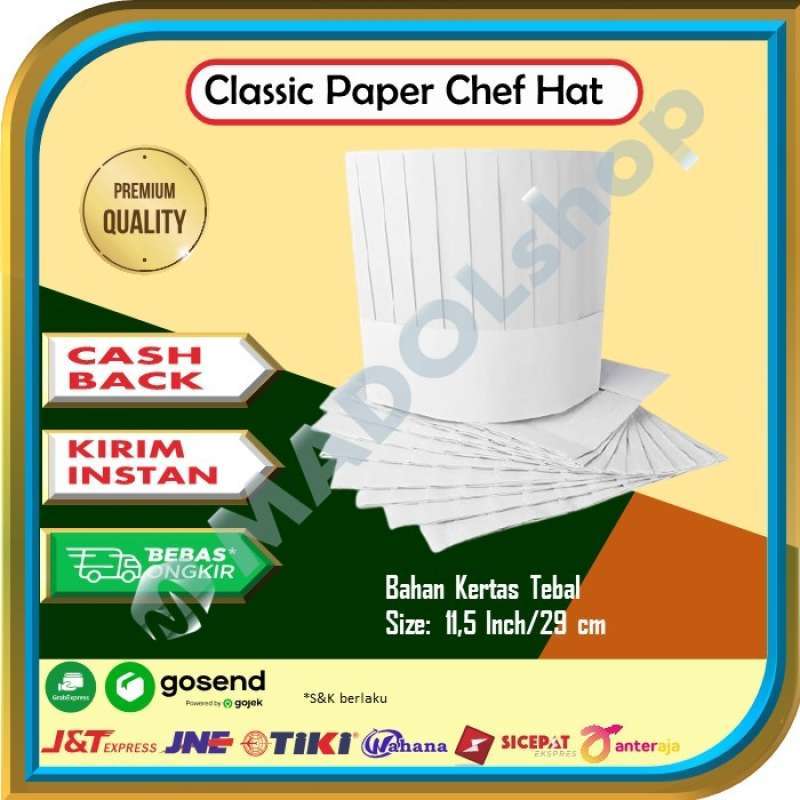 Jual Topi Koki Chef Kertas Model Klasik Uk 29,5 Cm Di Seller Wd_store - Cengkareng Timur, Kota ...