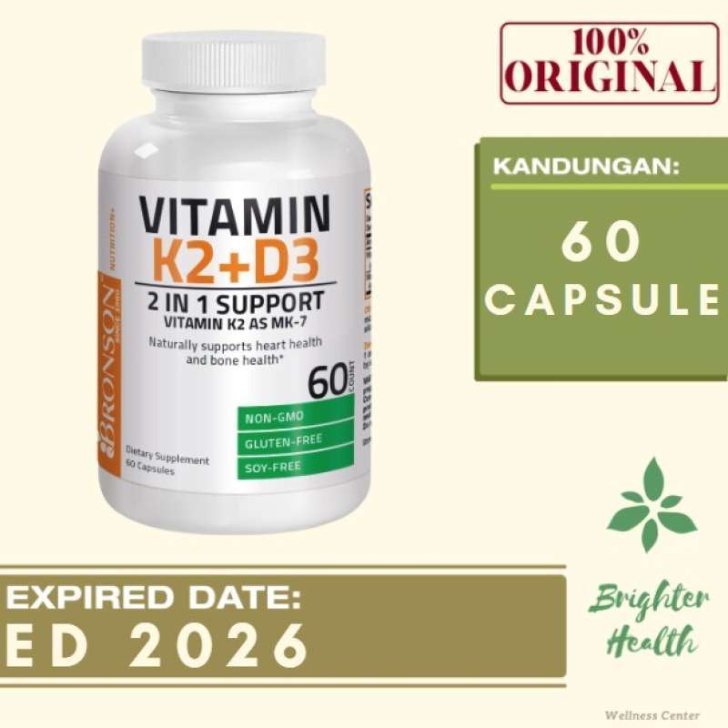 Promo Bronson Vitamin K2 Mk-7 Plus Vitamin D3 (5000 Iu) - 60 Diskon 33% Di Seller Azzana Storee ...