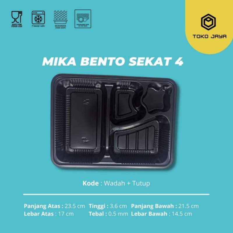 Promo Mika Bento Sekat 4 + Tutup / Ready Stock Kualitas Bagus (paket 70 Pcs) Diskon 23% Di ...