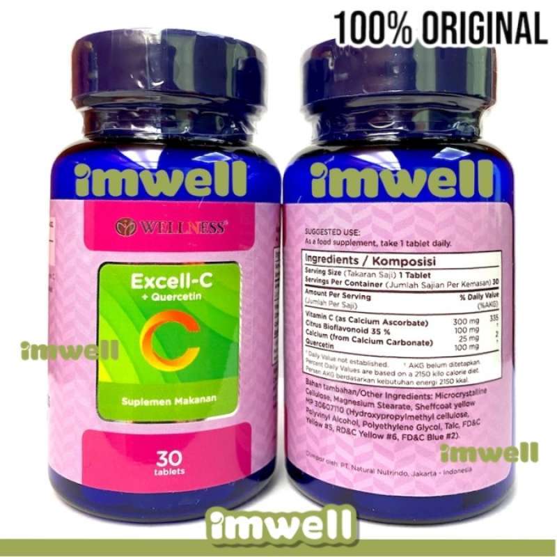 Promo Wellness Excell C Quercetin Vitamin C 300mg (30) Diskon 33% Di ...