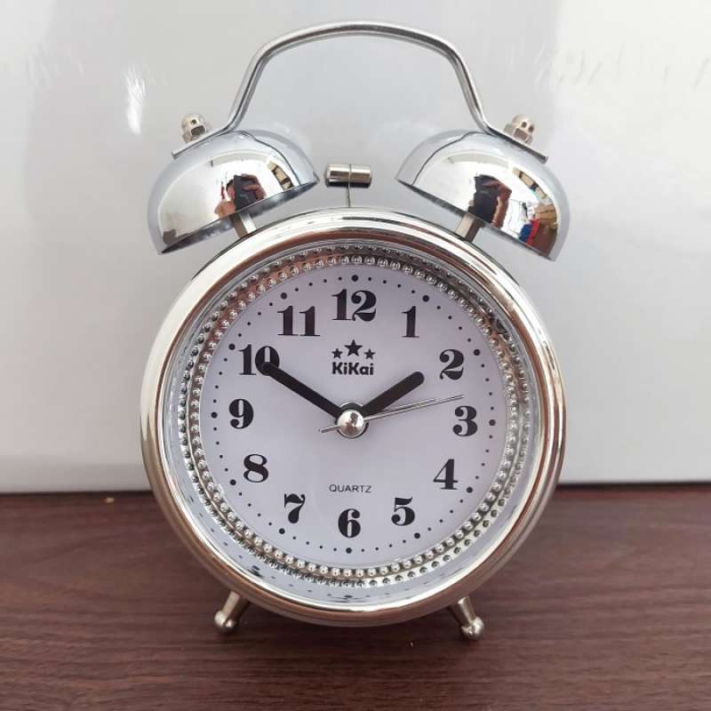 Jual Jam Alarm Weker Dering Chrome Stainless Jam Meja Jam Beker Besi ...