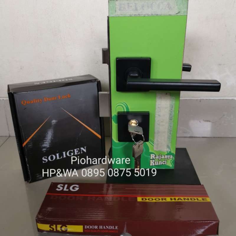 Promo Handle Pintu Merk Soligen B4002-02 Black Include Bodi Kunci ...