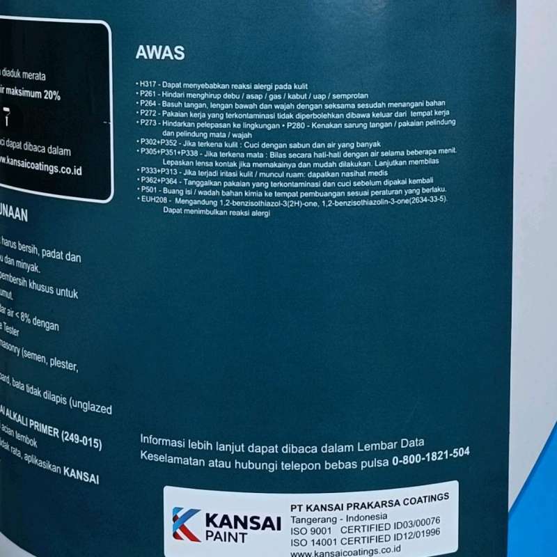 Jual Alkali Primer Pail 20 Liter Cat Dasar Tembok Superior Kansai Paint ...
