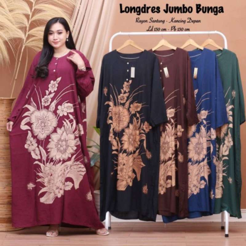 Jual Daster Jumbo Big Size Lengan Panjang Ld 130 Rayon Batik Kancing ...