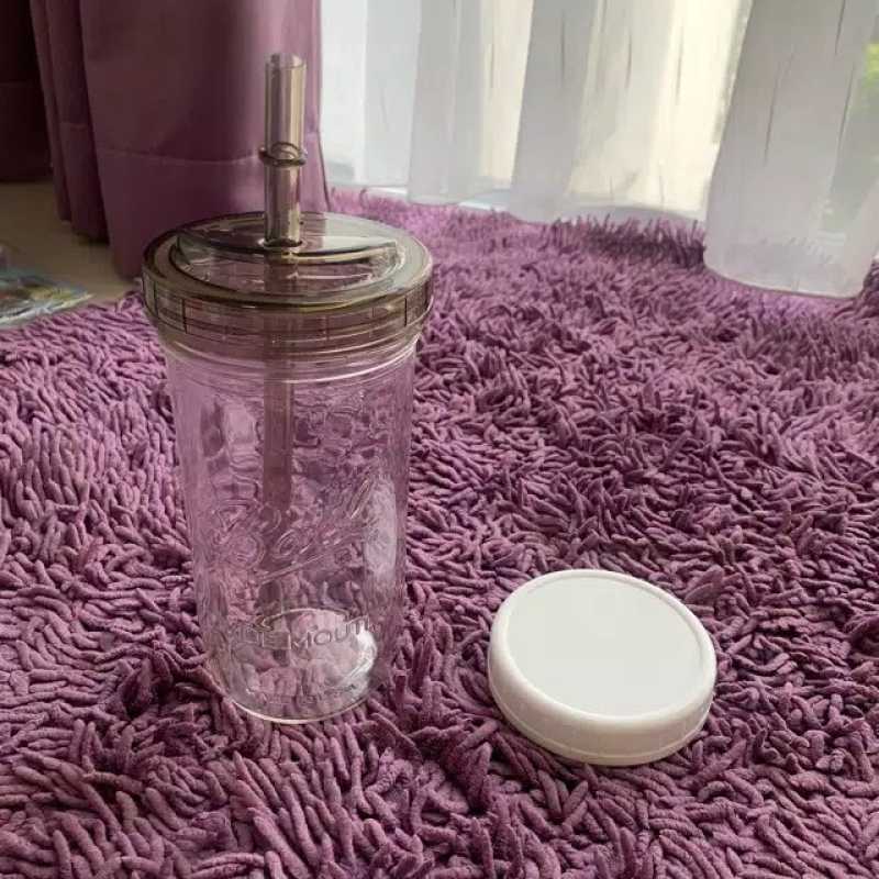 Jual Ball Mason Jar Sip & Straw Lids Plastic - Black Transparant Di ...