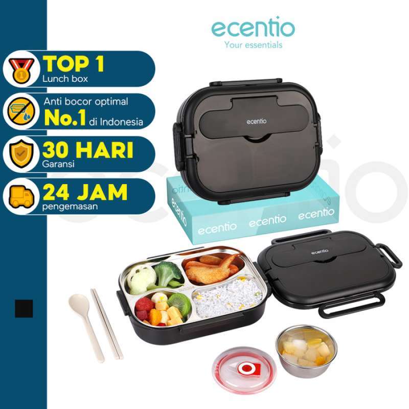 Jual Ecentio 1l Tempat Makan Stainless Steel Lunch Box Kotak Makan Bpa ...