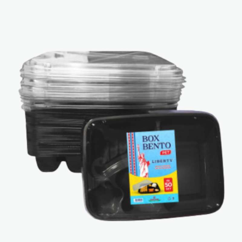 Jual Mika Bento Hitam Sekat 4 Bahan Pet Isi 50 Pcs Murah Meriah Di ...