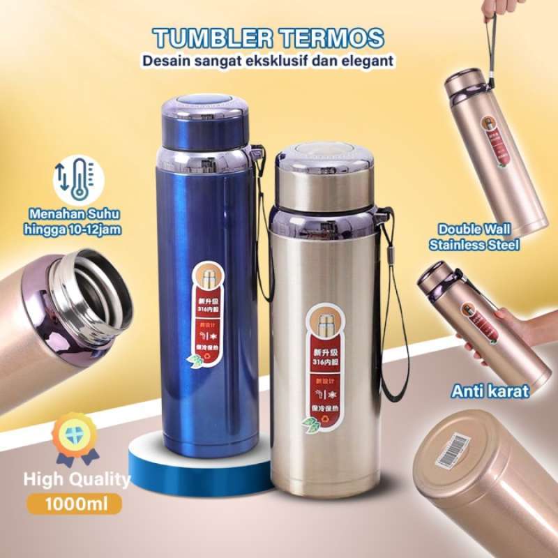 Jual Termos Air Panas Polos Stainless 1l 1 Liter / 800ml - 800ml Hz Di ...