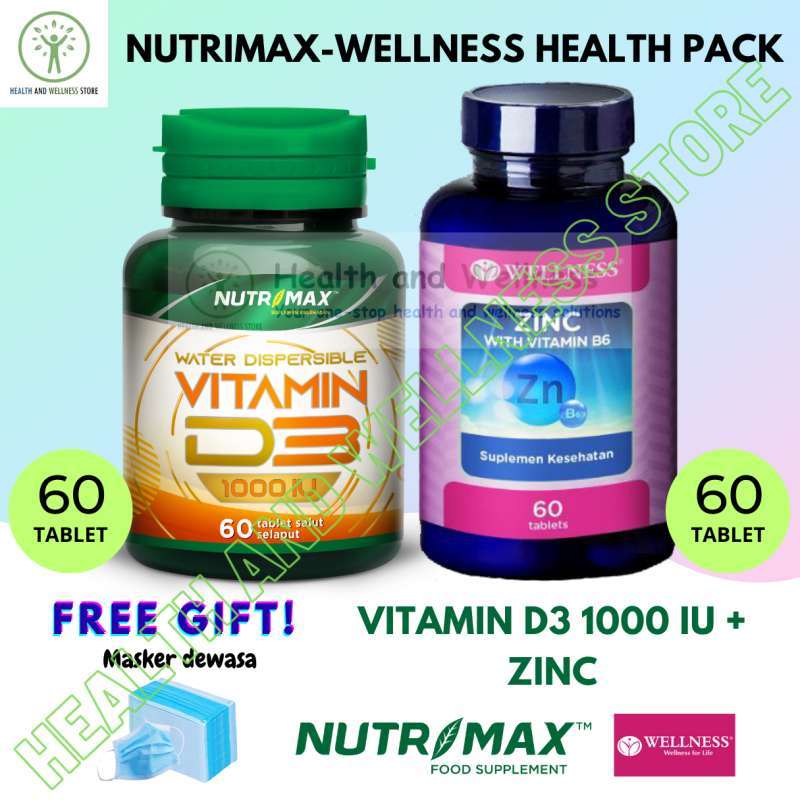 Jual Paket Nutrimax Vitamin D3 1000 Iu 60 Tablet Dan Wellness Zinc 60 Tablet Di Seller Health ...