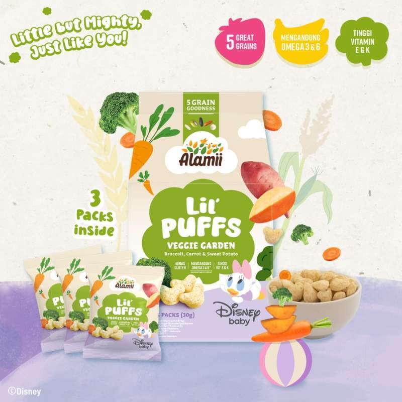 Jual Alamii Lil' Puffs Disney Edition Veggie Garden 30g (3 Packs X 10g ...