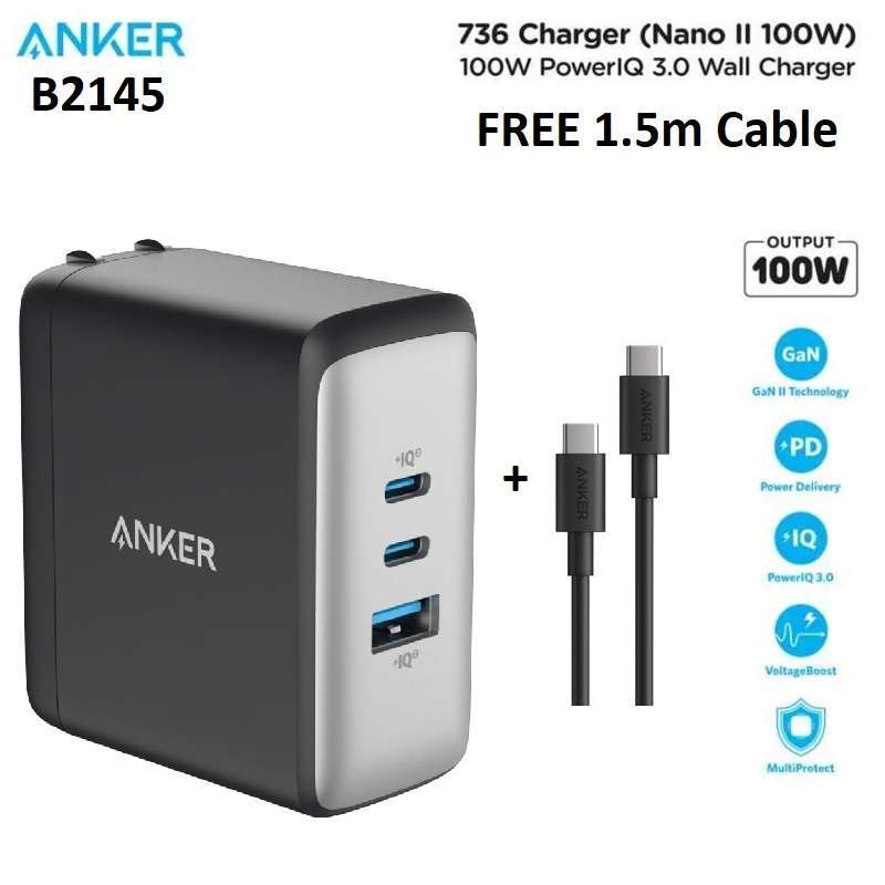 Jual Anker B2145 - 736 Charger Nano Ii - 3-port 100w - Free Type-c ...
