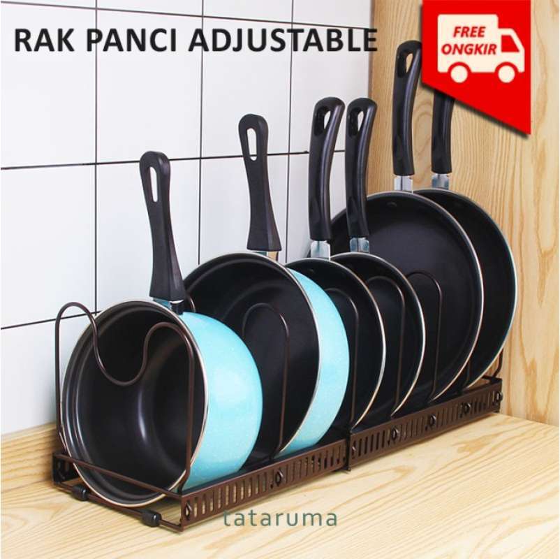 Jual Tokku - Rak Panci Dapur Adjustable Besi Multifungsi - Black Di ...