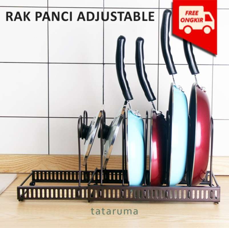 Jual Tokku - Rak Panci Dapur Adjustable Besi Multifungsi - Black Di ...