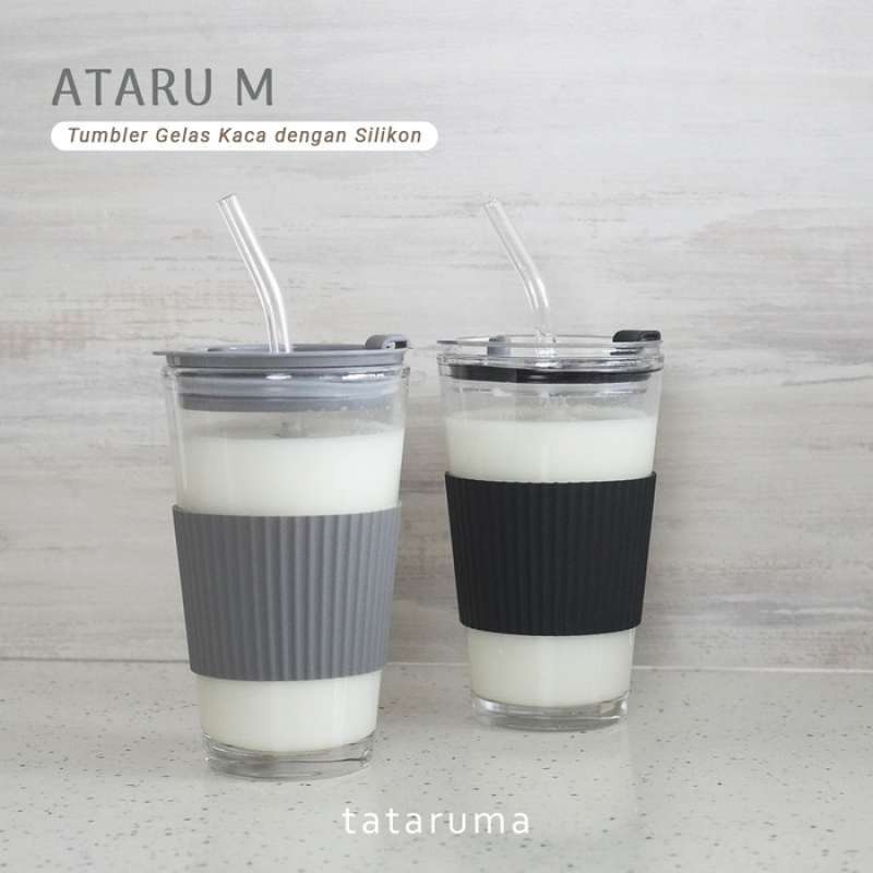 Jual Ataru - Tumbler Gelas Kaca Tahan Panas Dingin Anti Bocor 350ml - S ...
