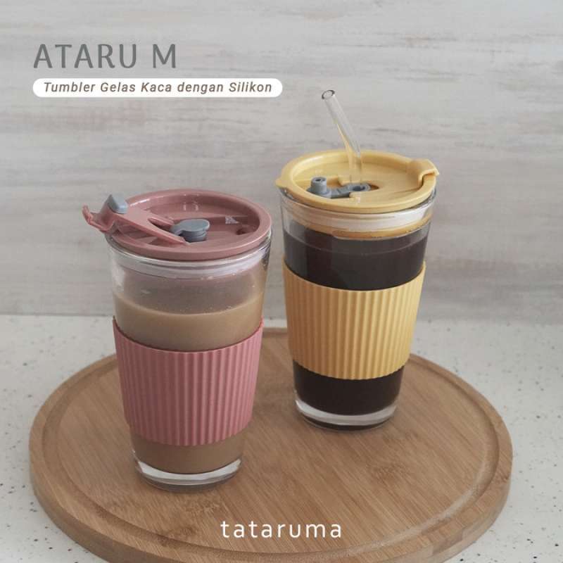 Jual Ataru - Tumbler Gelas Kaca Tahan Panas Dingin Anti Bocor 350ml - S ...
