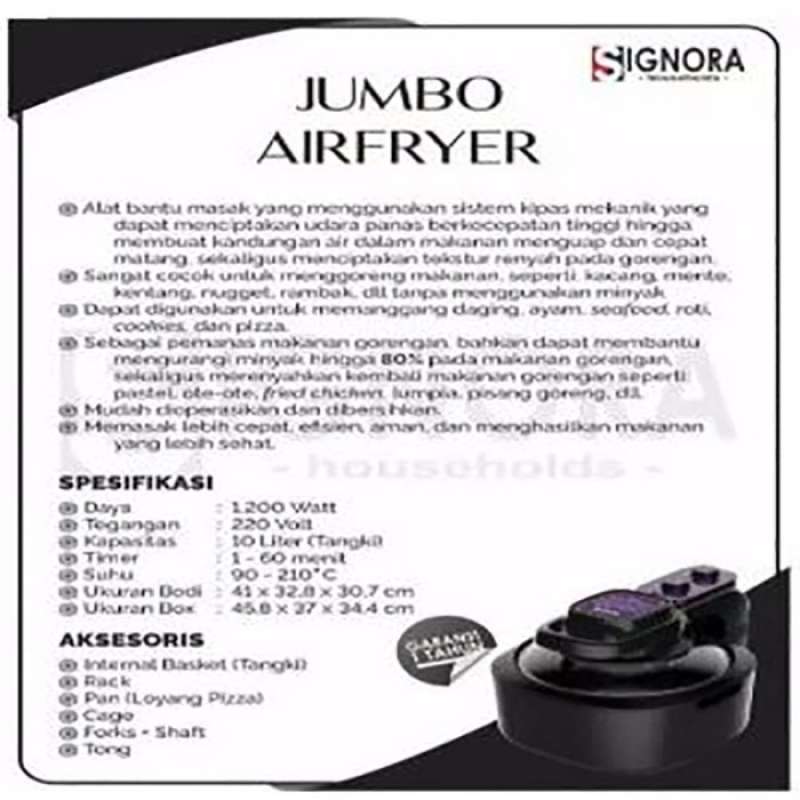 Jual Signora Jumbo Airfryer Airwave Kapasitas 10 Liter Plus Bonus Di ...
