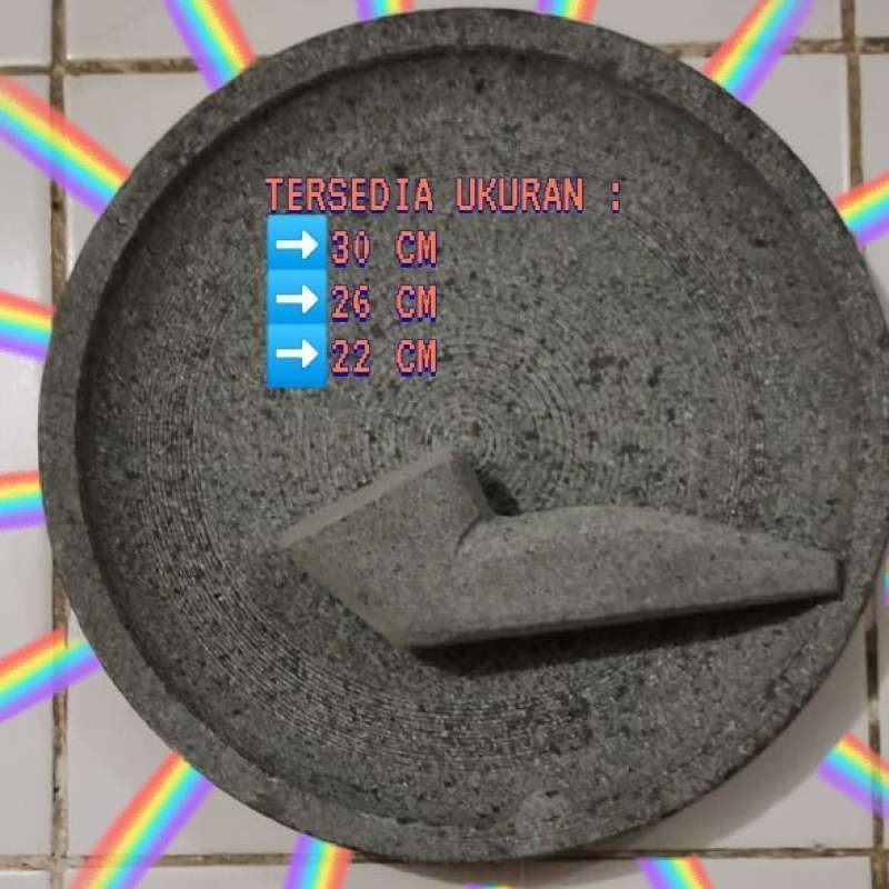 Jual Ulekan Batu Asli 30 Cm/cobek Batu Asli/ulekan/cobek-30 Cm - 1 Set ...