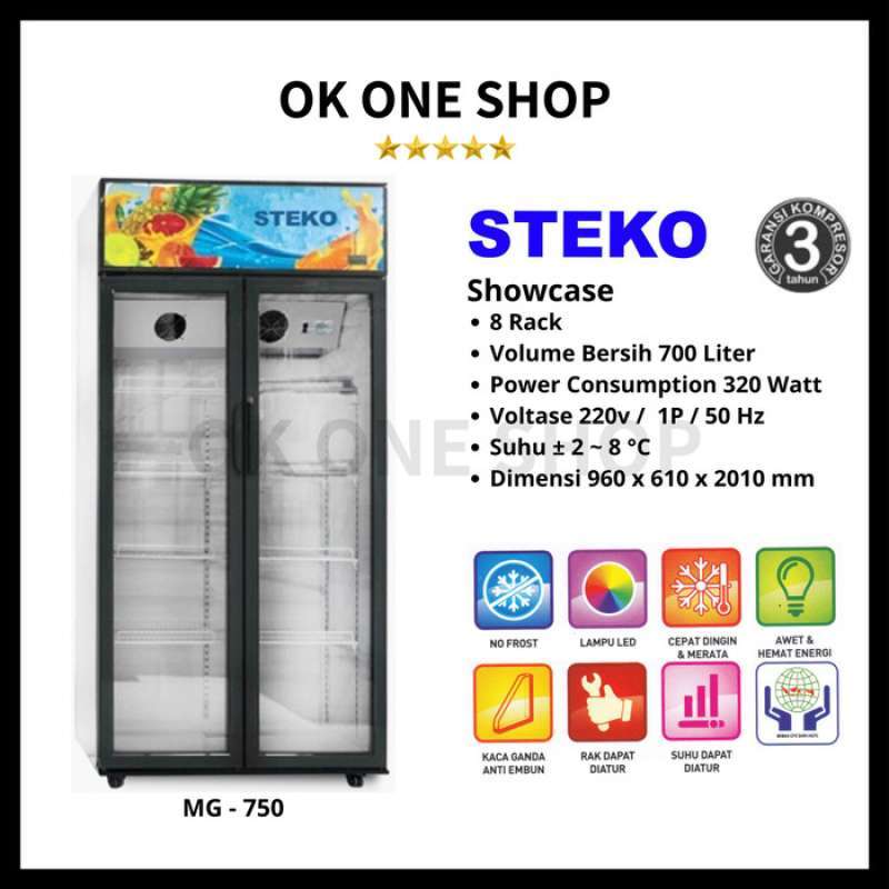 Promo Steko Showcase Mg-750 (700 L) - No Frost | Mg750 8 Rak Diskon 23% ...