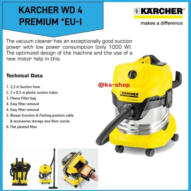 Promo Karcher Mv4 | Wd4 | Mv 4 | Wd 4 Wet And Dry Vacuum Cleaner Diskon ...