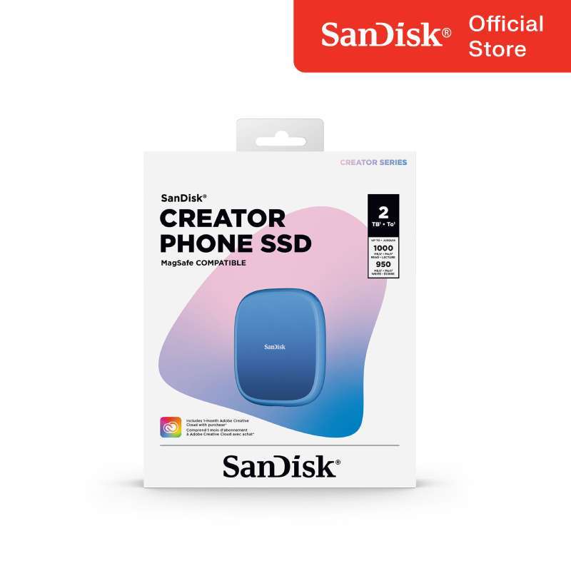 Jual Sandisk Creator Phone Ssd 2tb, 1tb With MagSafe (up To 1000mb/s ...