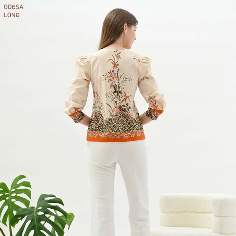 Jual Evercloth Odesa Long Atasan Batik Lengan Panjang Puff Blus Batik ...