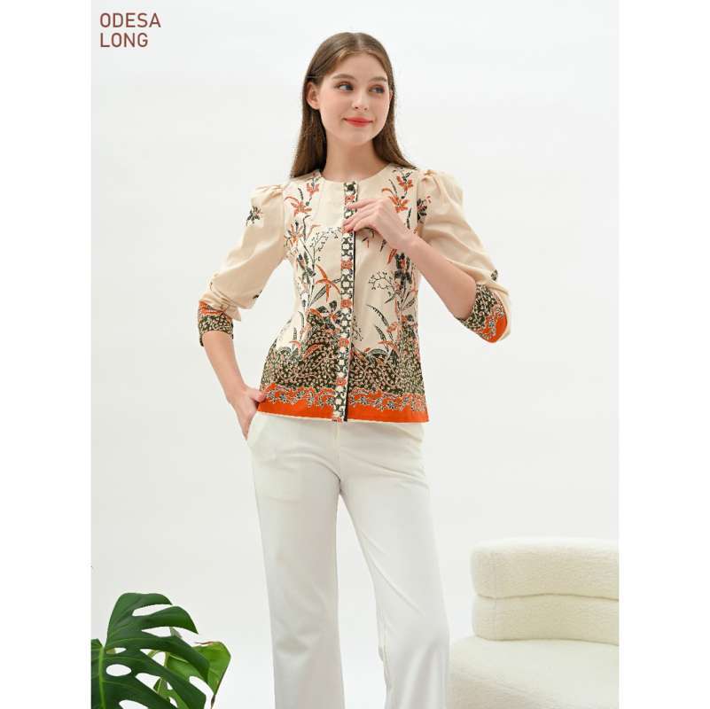 Jual Evercloth Odesa Long Atasan Batik Lengan Panjang Puff Blus Batik ...