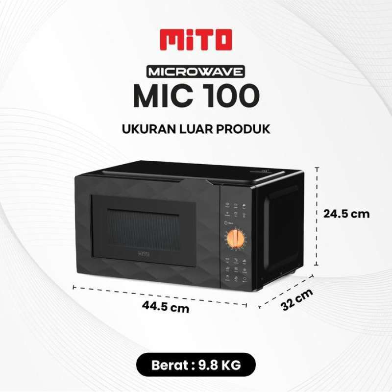 Jual Mito Microwave Mic-100 Tranparent Window Kapasitas 20 Liter Mic100 Mic 100 Daya 600 Watt Di ...