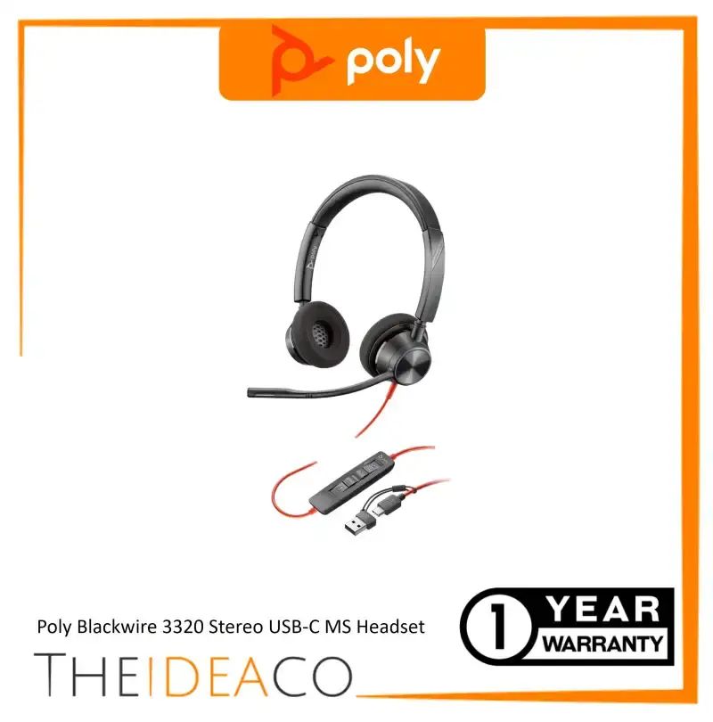 Jual Poly Hp Blackwire 3320 Stereo Ms Teams USB-C Headset +usb-c/a ...