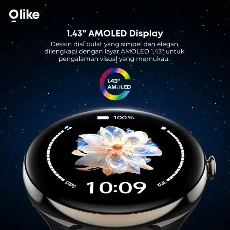 Promo Olike Smartwatch Fw3 Amoled 1.43 20 Day Battery Bluetooth Tahan ...