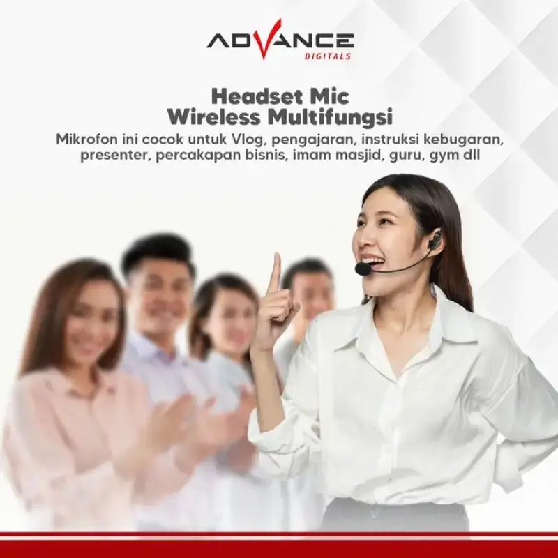 Jual Advance Mic-500 Led Mic Bando Wireless Mic Clip On / Microphone ...