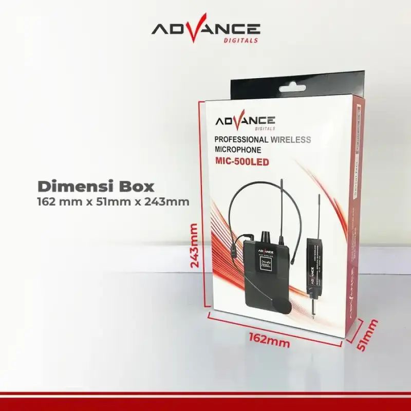 Jual Advance Mic-500 Led Mic Bando Wireless Mic Clip On / Microphone ...