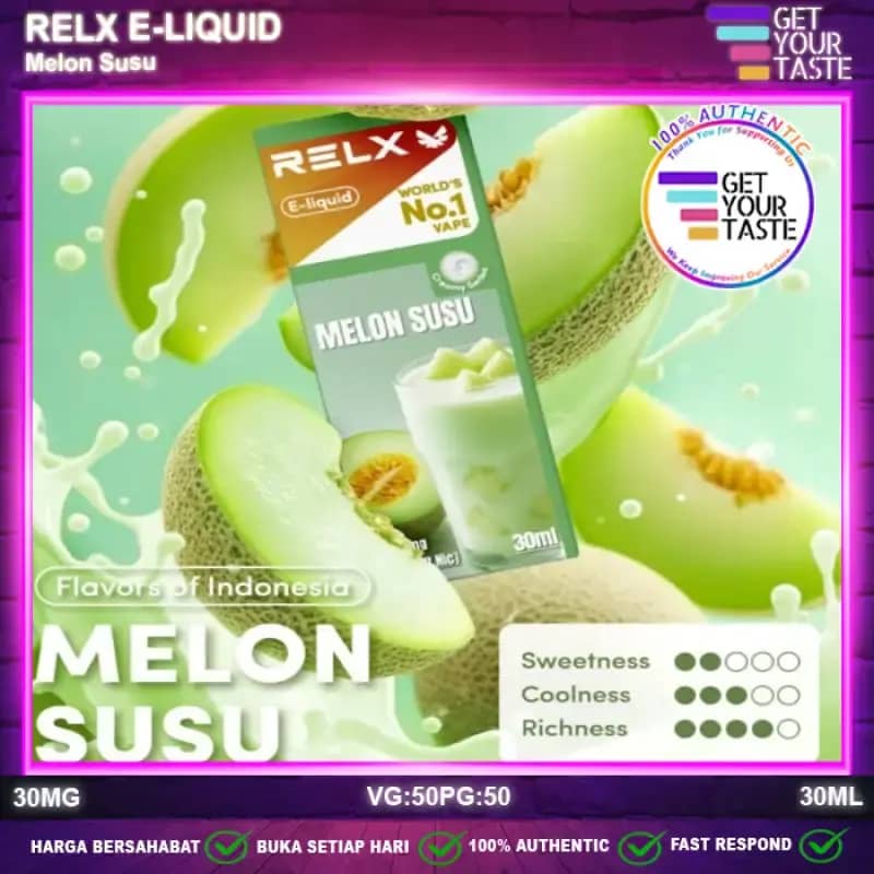 Promo Liquid Relx E-liquid Melon Susu Salt Nic 30ml Relx Melon Susu By ...