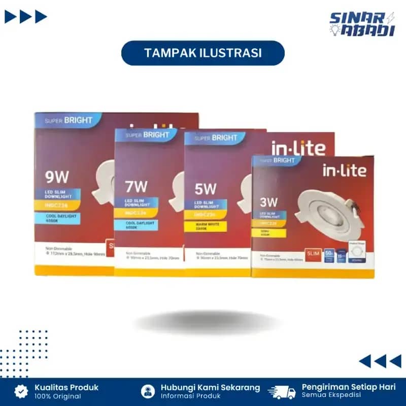 Jual Inlite Led Downlight Spotlight Slim Ib Indc236 3000k (kuning) - 7w ...