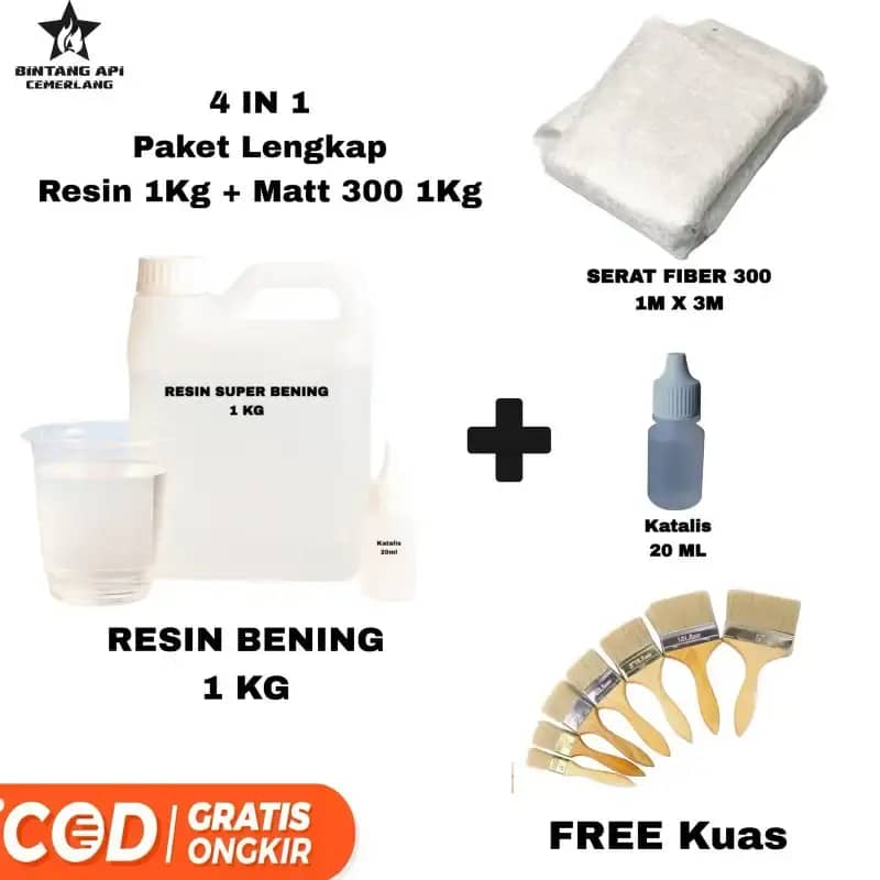 Jual Paket Resin 1 Kg Plus Serat Fiber Matt 300 1 Kg 1m X 3m Plus ...