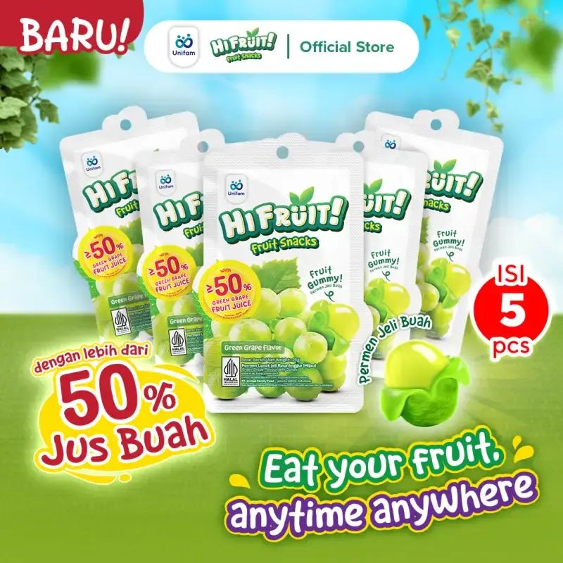 Promo Hifruit Permen Gummy Buah Rasa Anggur Hijau - 5 Sachet Diskon 23% ...
