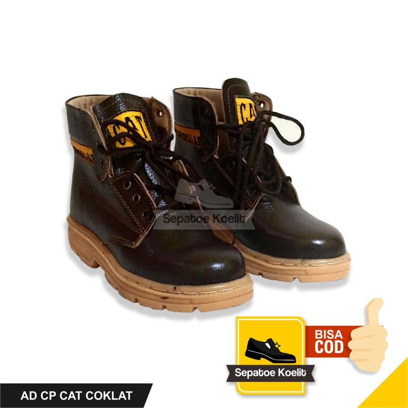 Jual Sepatu Safety Boots Pria Caterpillar Kulit Asli Ujung Besi Best ...