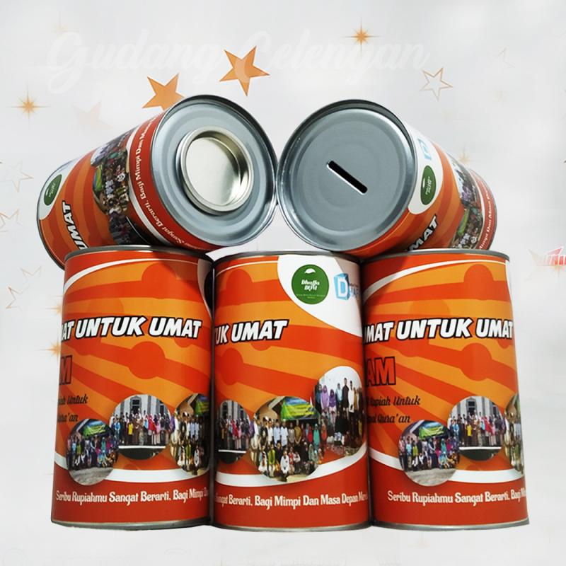 Jual Celengan Kaleng Costum Buka Tutup Standar / Celengan Infaq Sedekah ...