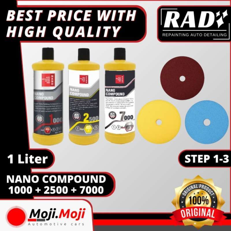 Promo Moji Moji Nano Compound 1000 2500 7000 & Polishing Pad Full Set ...