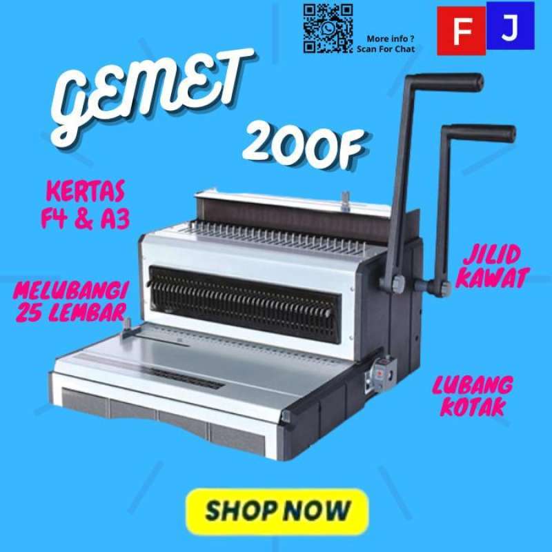 Jual Mesin Jilid Binding Gemet 200 F 200F Lubang Kotak Kawat Kertas A3 ...