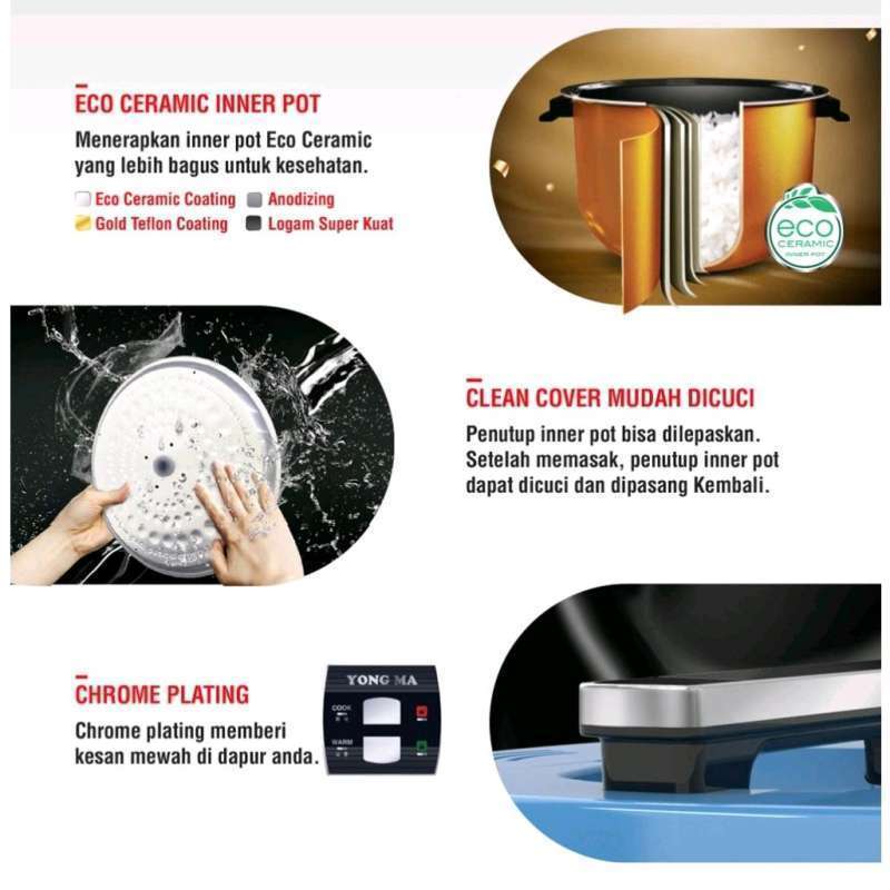 Jual Yong Ma Smc7063 Rice Cooker 2 Liter 400 Watt Yongma Smc 7063 ...