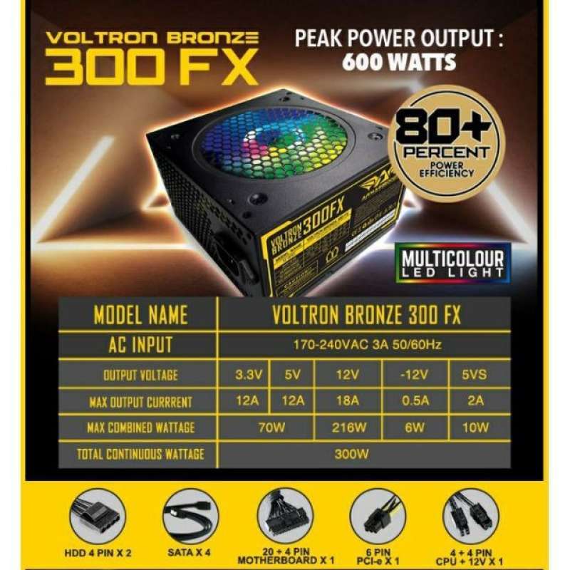 Promo Power Supply ARMAGEDDON Voltron Bronze 300FX - 80+ with Led RGB ...