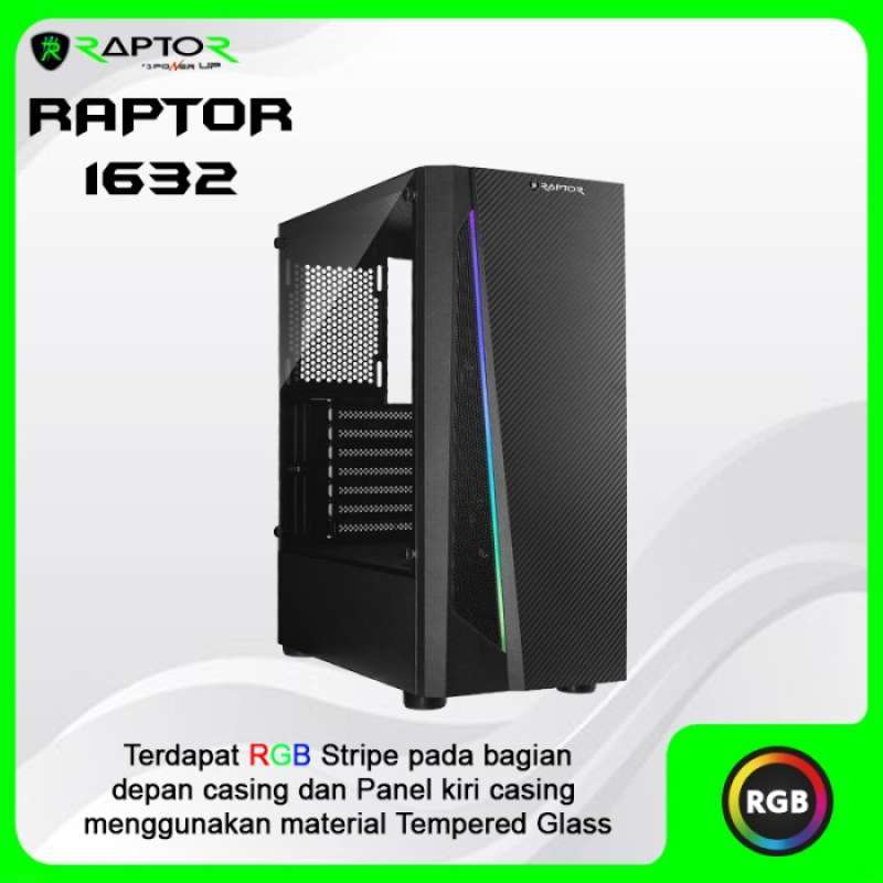 Promo Gaming Case RAPTOR Black Strike 1632 - LED RGB Light - Tempered ...